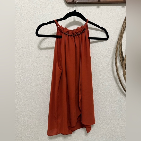 Vintage America | Tops | Burnt Orange Halter Top With Studded Detail ...